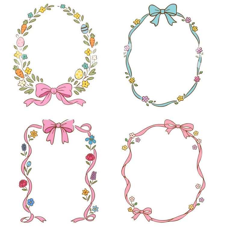 Easter Spring Frames Clipart Bundle: Watercolor Floral Borders (14 Pngs ...