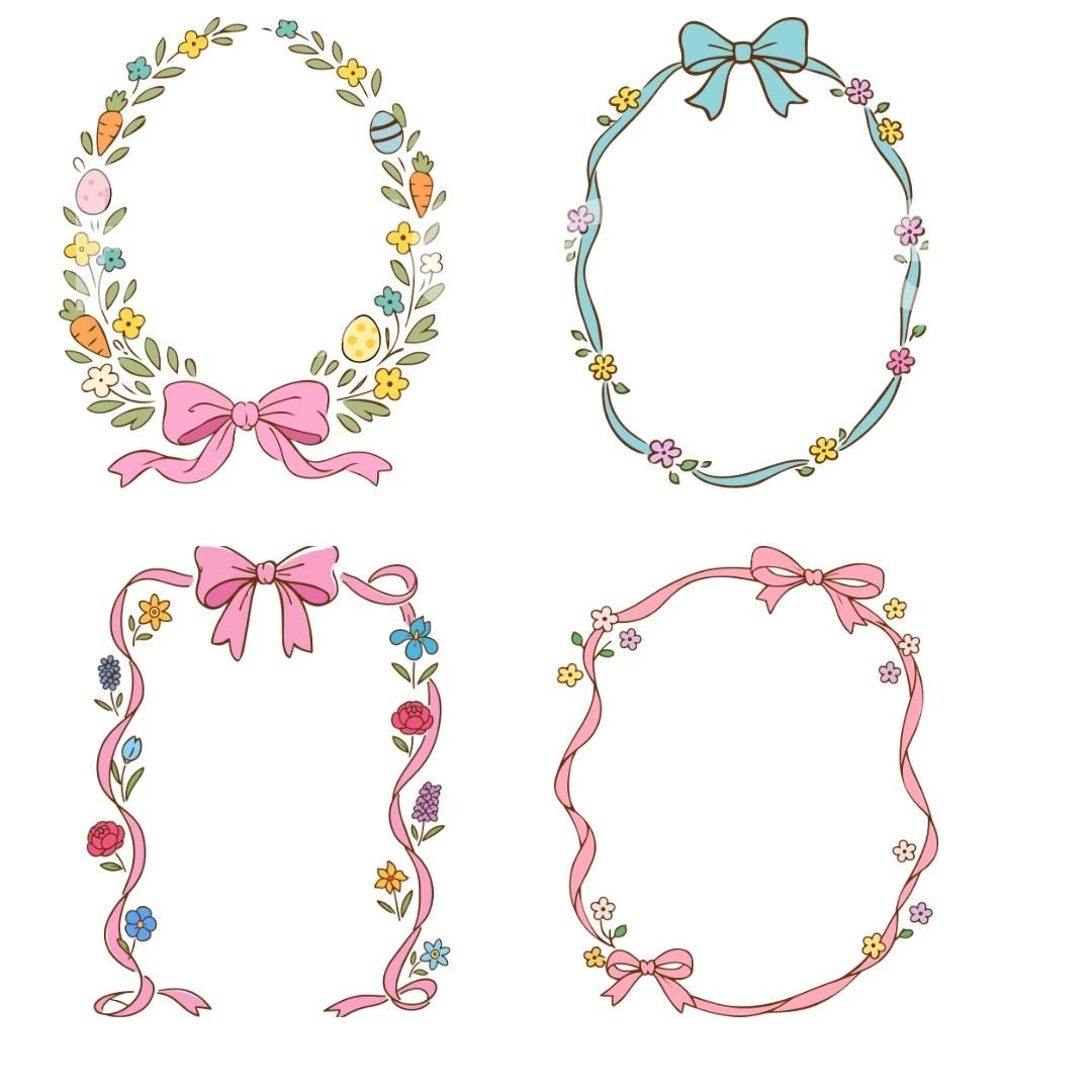 Easter Spring Frames Clipart Bundle: Watercolor Floral Borders (14 Pngs ...
