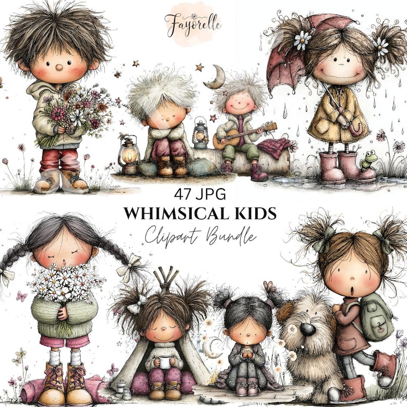 Whimsical Kids Camping Clipart Bundle, Watercolor Adventure Art ...