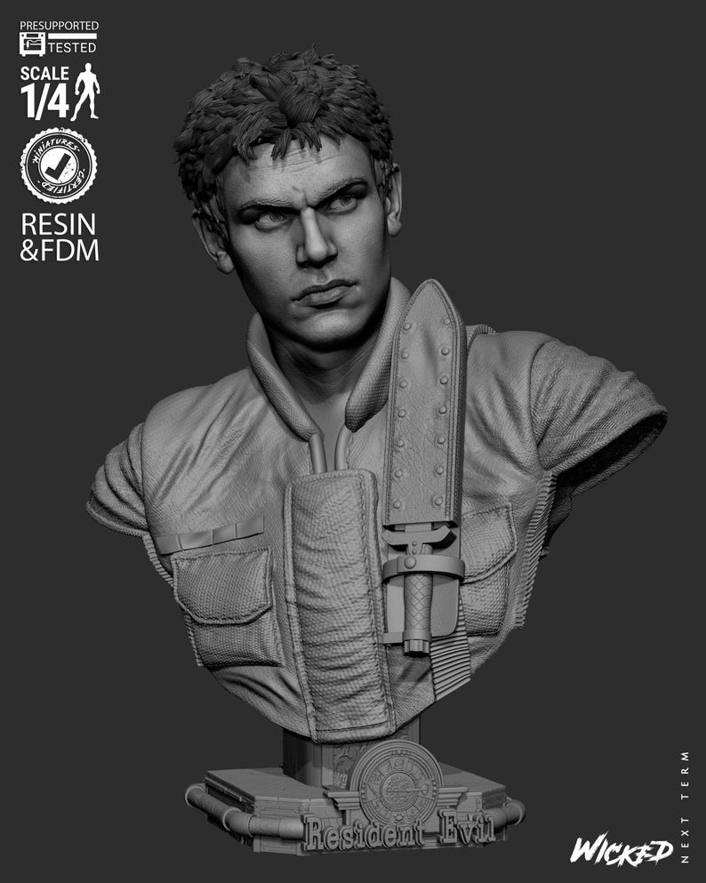 Chris Redfield From Resident Evil - 3D STL File | Resin Stl File | FDM ...