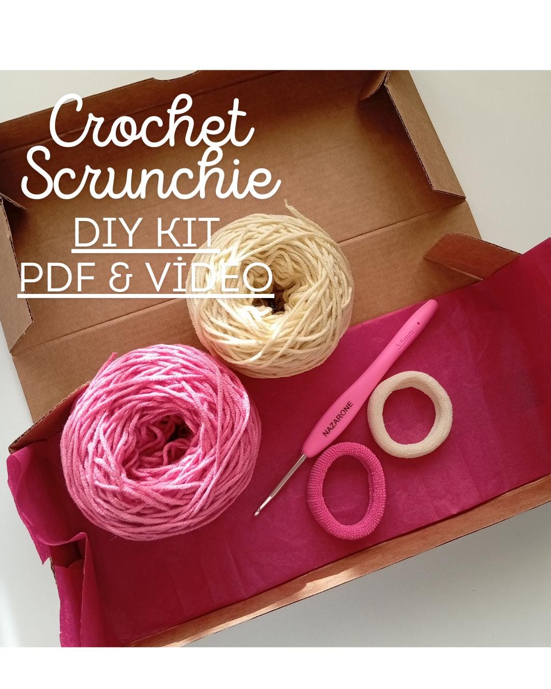 DIY Crochet Scrunchie Kit, Materials and Tutorial Included - Etsy