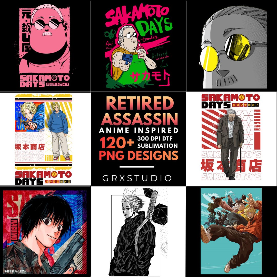 120+ Retired Assassins Days | Anime-inspired | 300 DPI Pngs | DTF ...