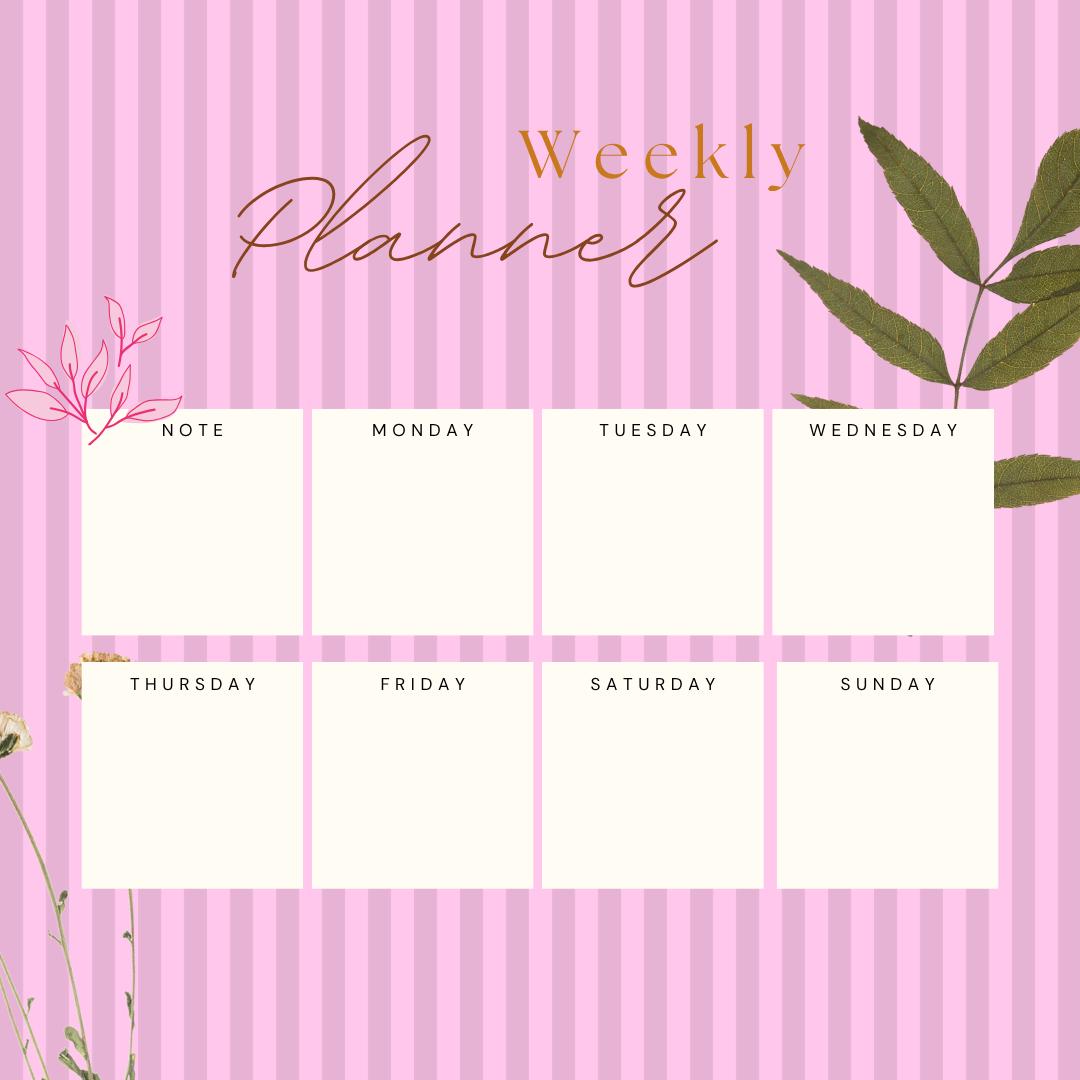 Pink Weekly Planner | Printable Weekly Schedule | Minimalist Floral ...