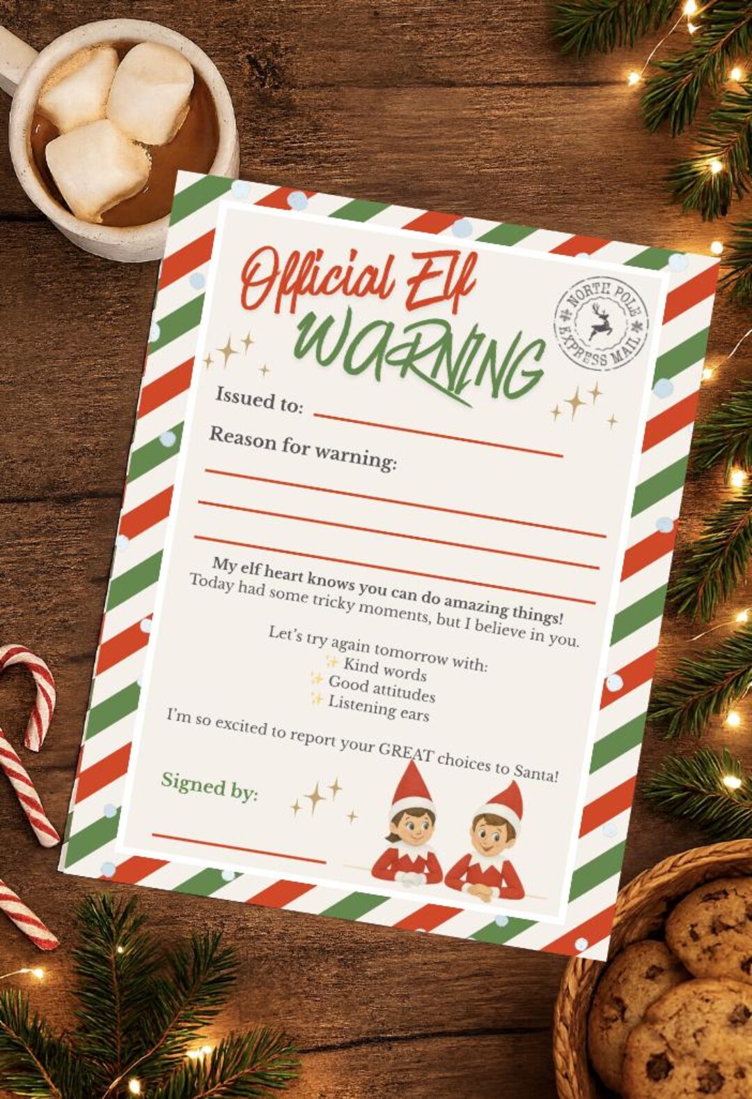Elf Warning Note • Funny Elf Behavior Warning • Naughty Elf Letter ...