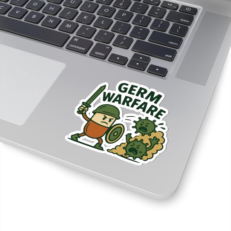 Germ Warfare Sticker | Funny Antibiotic Pun Decal | Science Humor ...