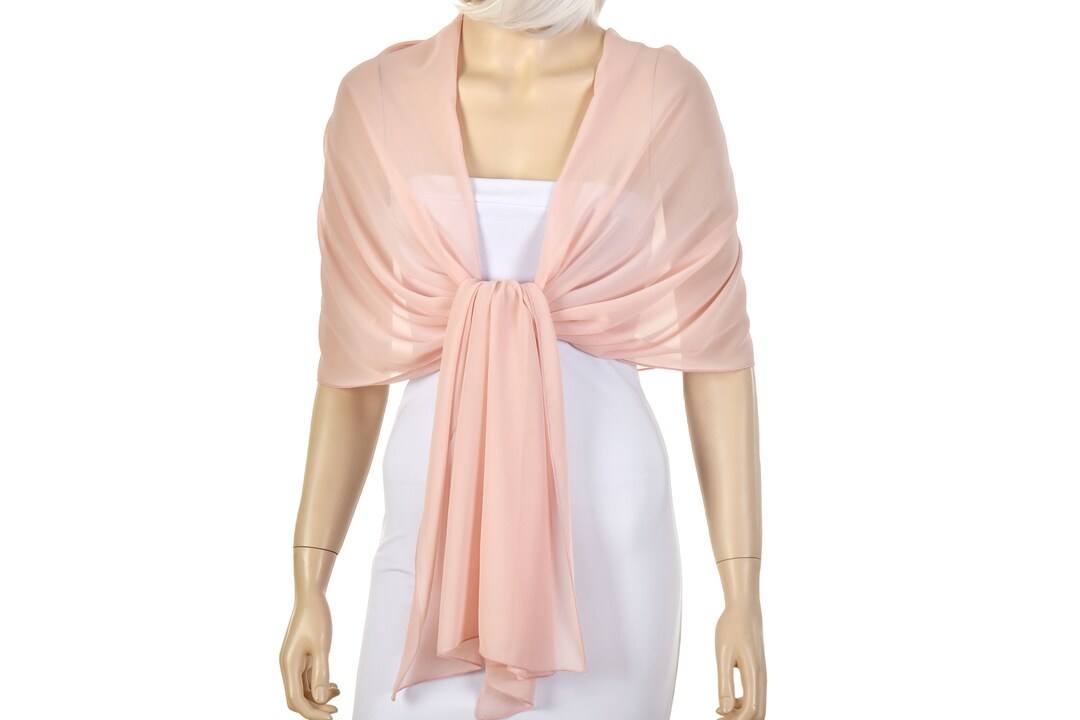 Peach Color Chiffon Shawl Wrap Bolero, Apricot, Wedding Shrug, Extra ...