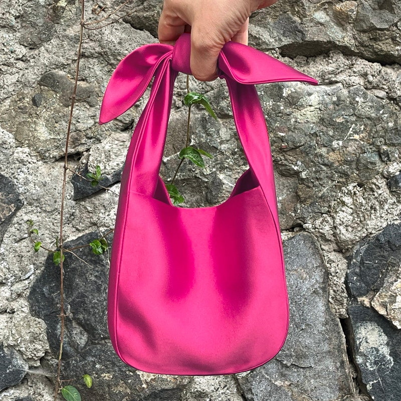 Fuchsia Satin Clutch Bag - Etsy