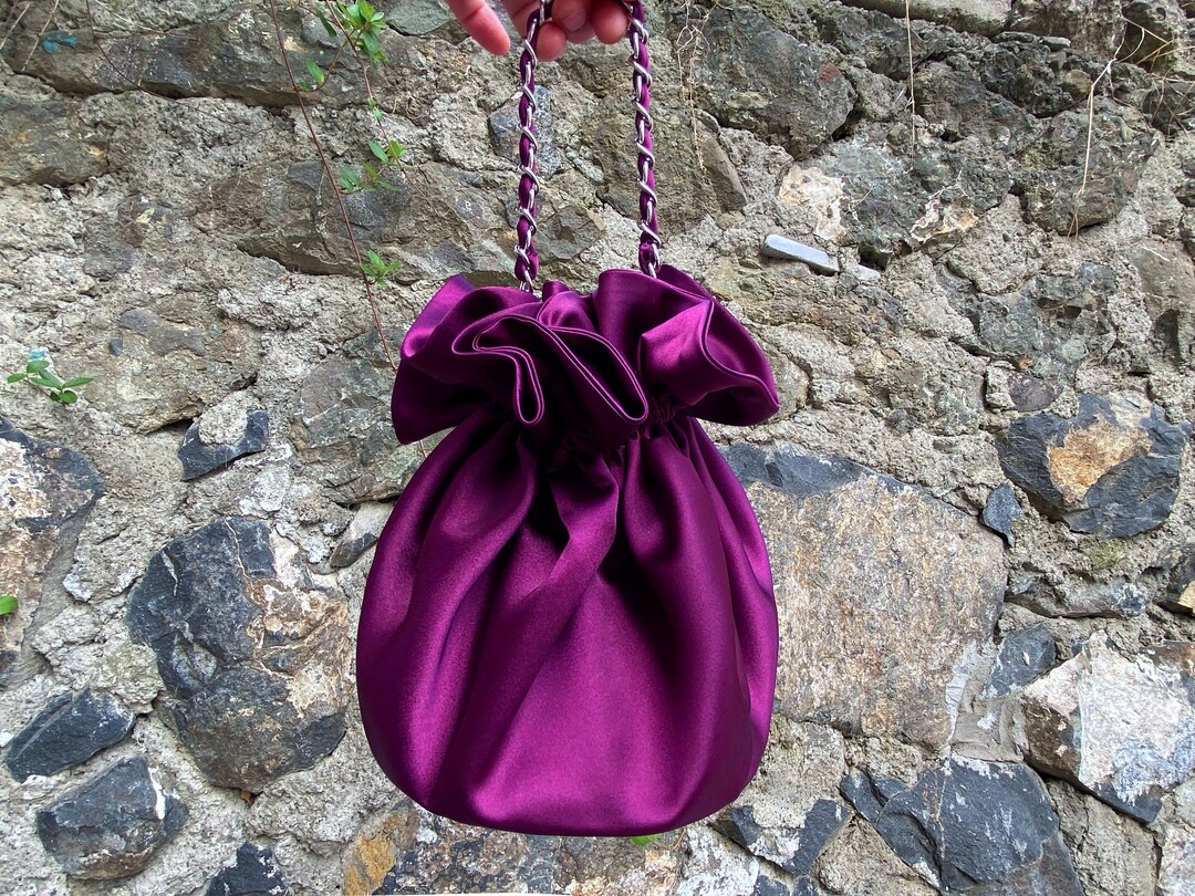 Violet Purple Evening Prom Purse Bag, Wedding Satin Clutch Bag ,simple ...