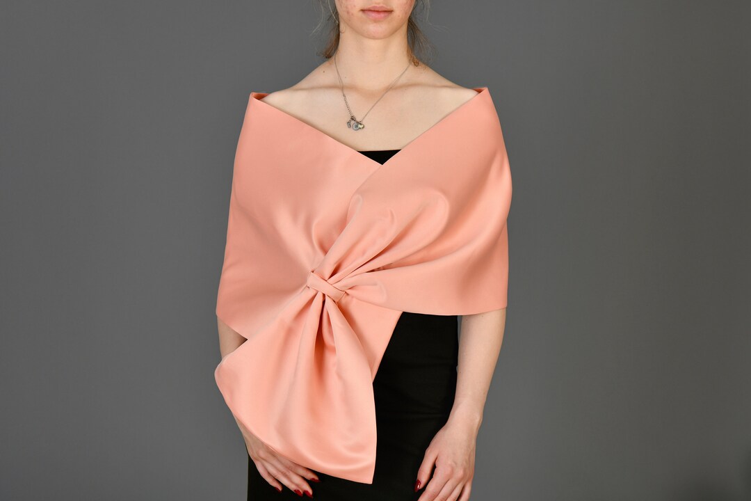 Peach Color Wedding Evening Shawl Wrap, Evening Wrap Stole, Formal Pull ...