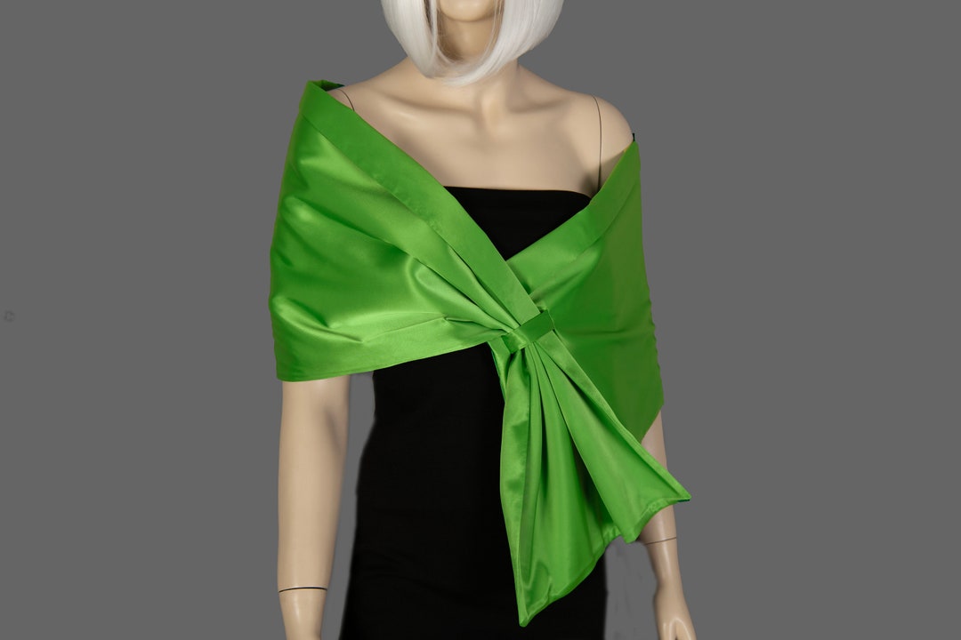 Kelly Green Satin Shawl Wrap, Evening Wrap, Stole Shawl Wrap Shrug ...