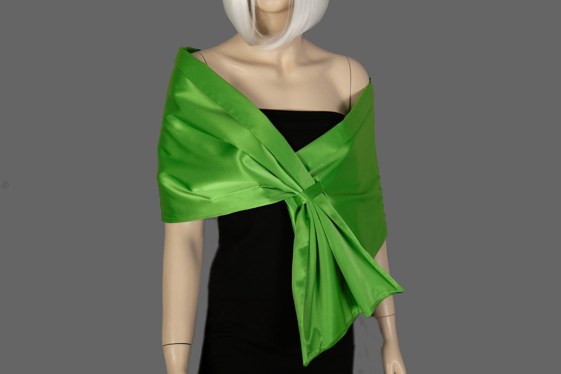 Kelly Green Satin Shawl Wrap, Evening Wrap, Stole Shawl Wrap Shrug ...