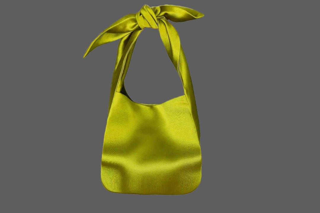 Chartreuse Green Satin Purse Bag Clutch, Wedding Purse Bag, Japanese ...