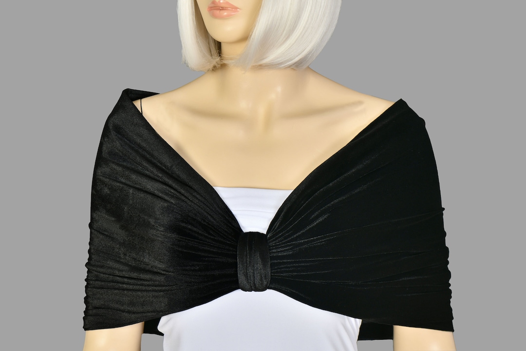 Velvet Wedding Evening Bow Shawl Wrap, Velvet Double Layered Warm ...