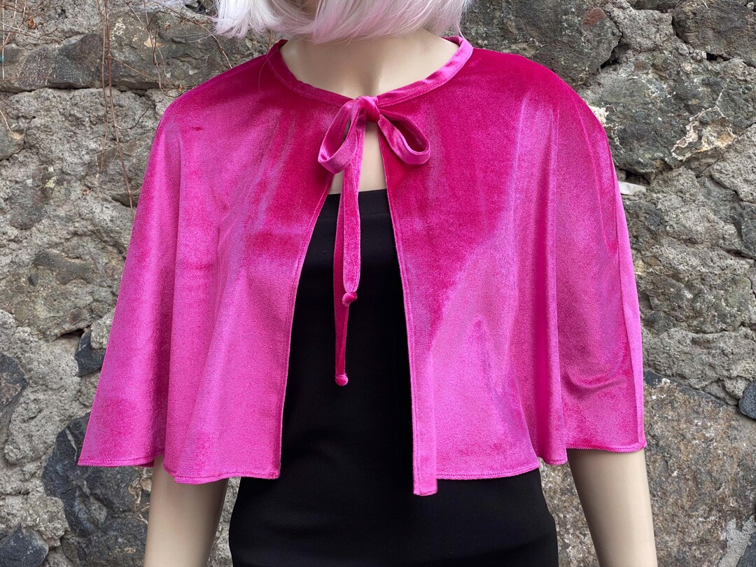 Velvet Velour Capelet Cape Wrap Wedding Shrug Velvet Capelet, Hot Pink ...