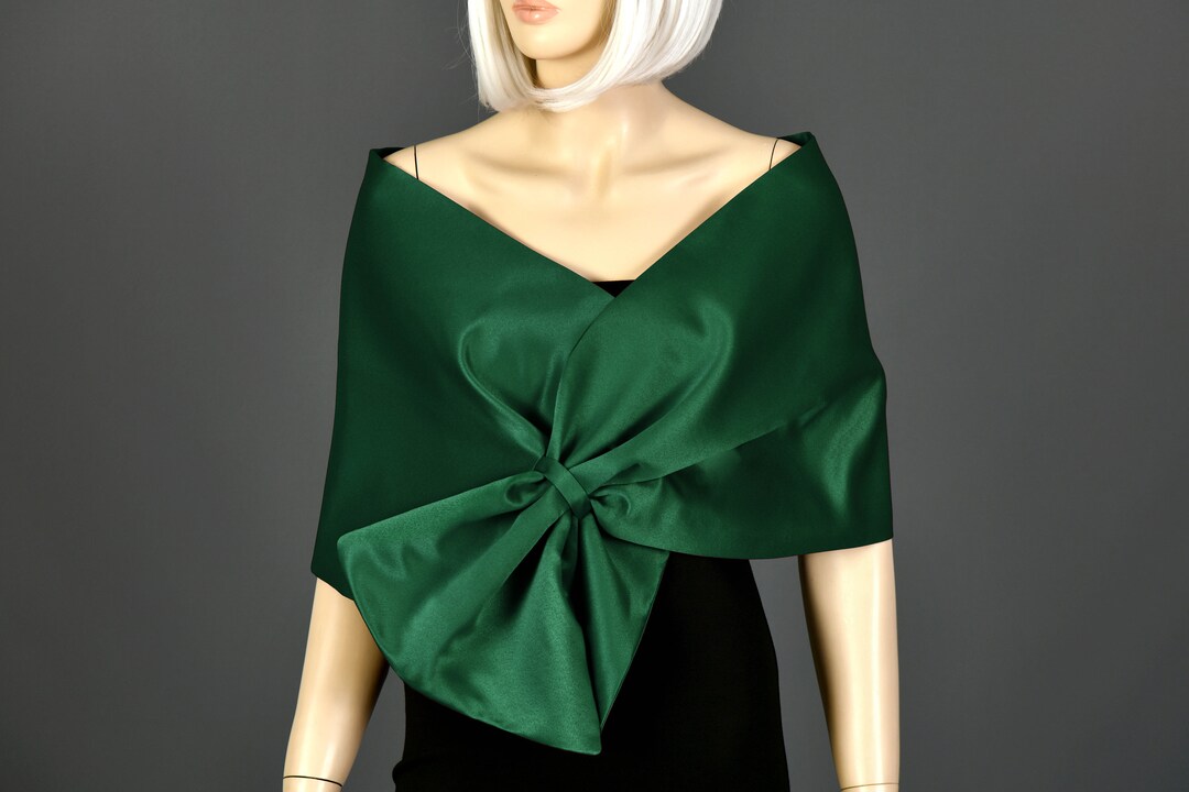 Pine Green Evening Wrap, Stole Shawl Wrap Shrug, Formal Pull-through ...