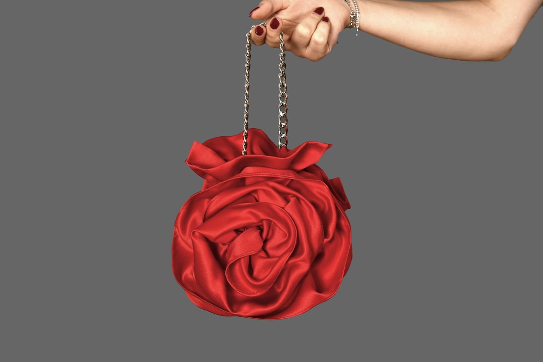 Red Rose Flower Shaped Girly Purse Bag With Metal Handle and Fabric ...