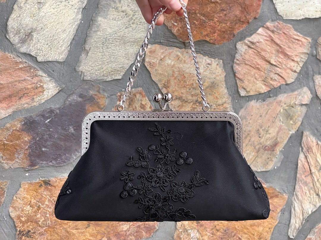 Balc K Wedding Evening Hanbag Clutch, Extra Deep Bridal Kisslock Clutch ...