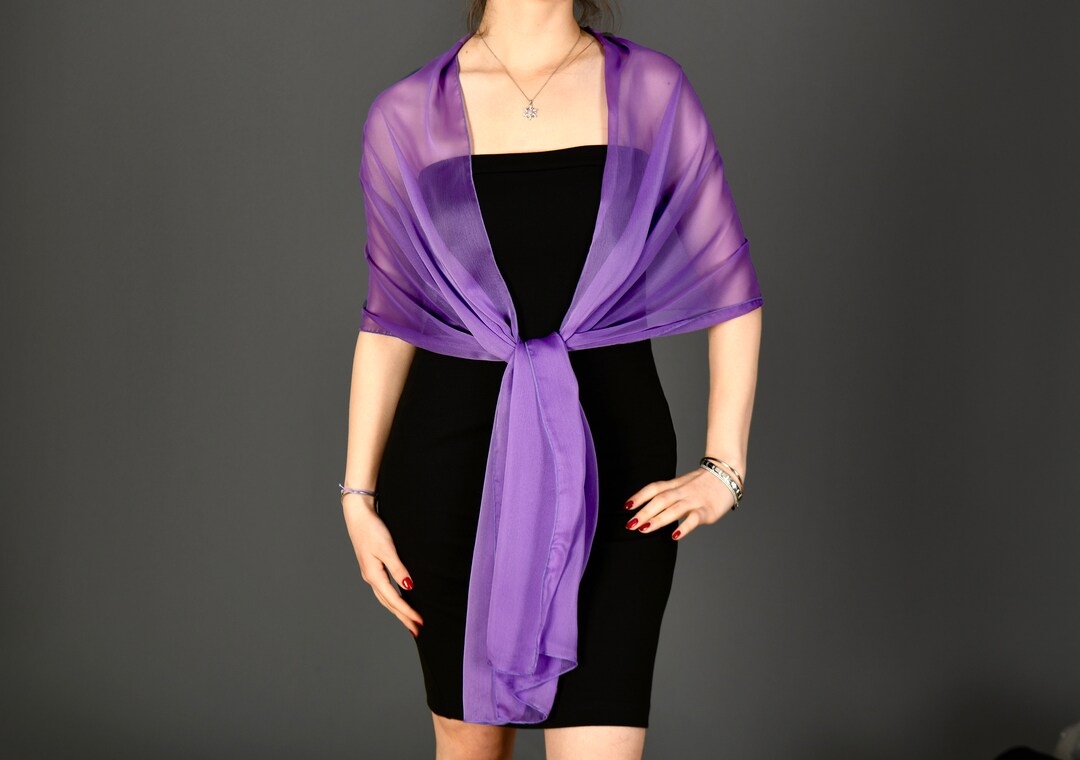 Violet Purple Wedding Evening Shawl Wrap Bolero Chiffon, Wedding Shrug ...