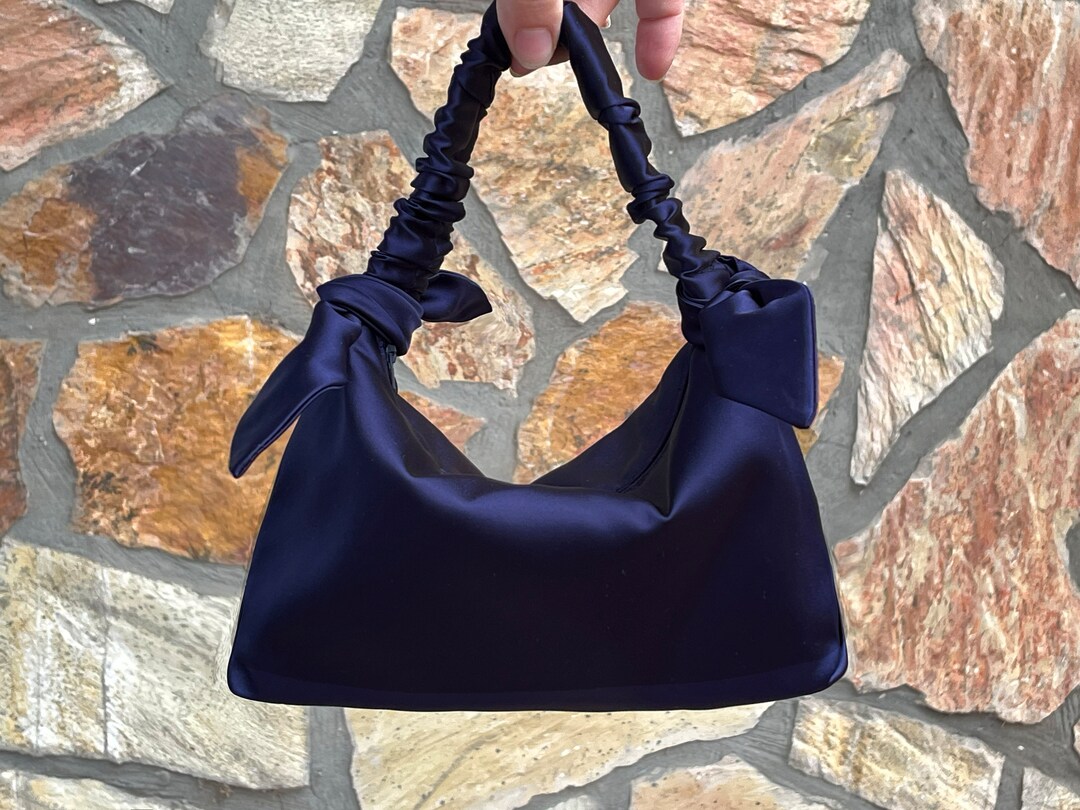 Small Satin Evening Prom Purse Bag,simple Small Satin Elegant Bag -navy ...