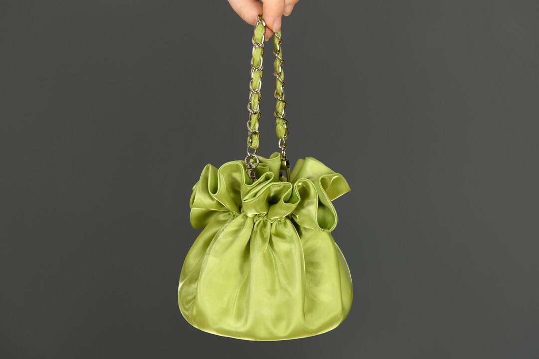 Lime Green Evening Prom Purse Bag, Knot Bag Purse Satin Wedding, Simple ...