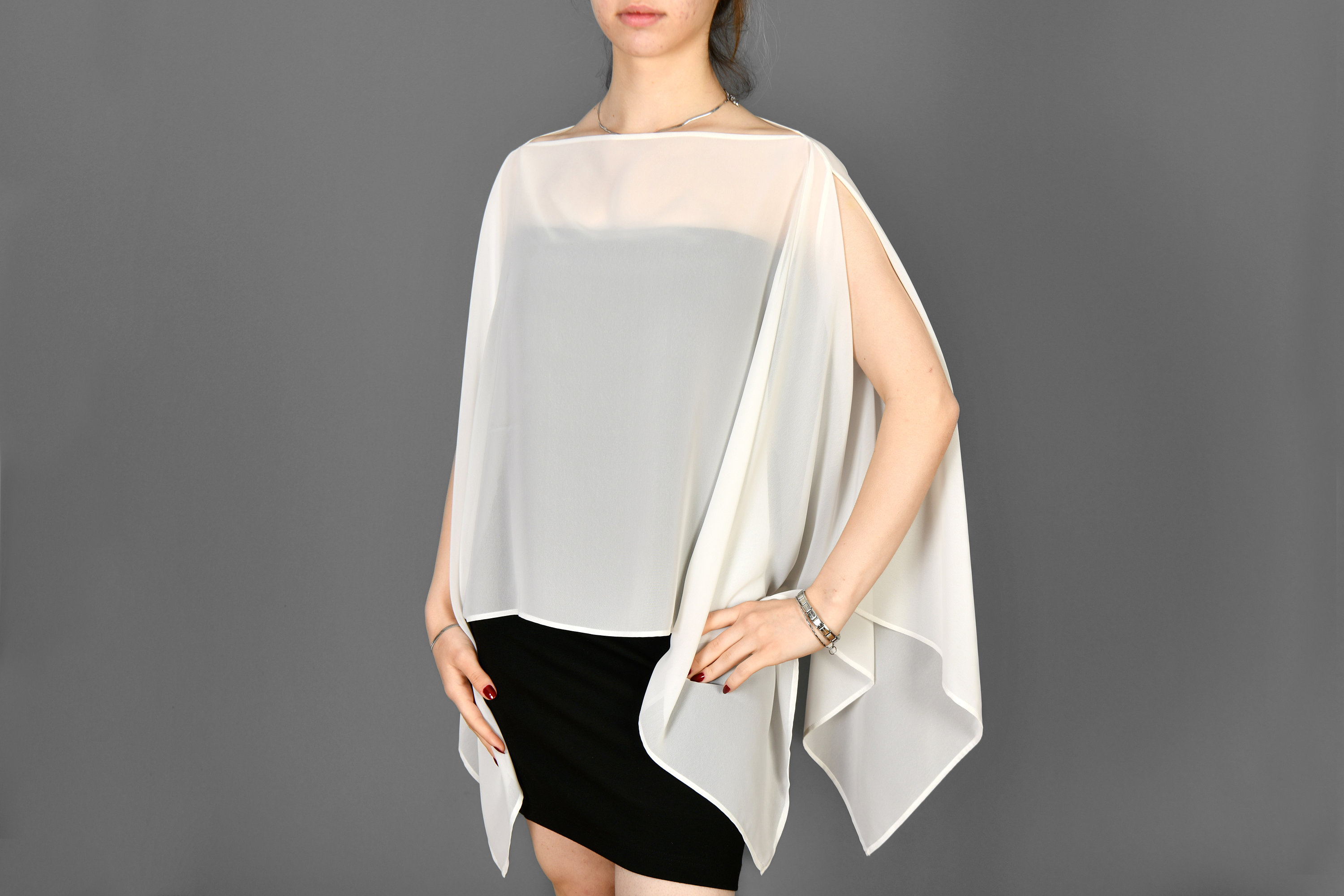 Luxurious Chiffon Shawl Wrap Bolero, Wedding Capes Bridal Capelet ...