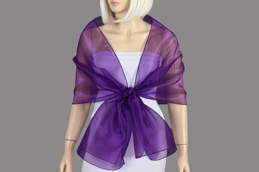 Purple, Plum, Lightweight Organza Shawl Wrap Bolero Summer Spring ...