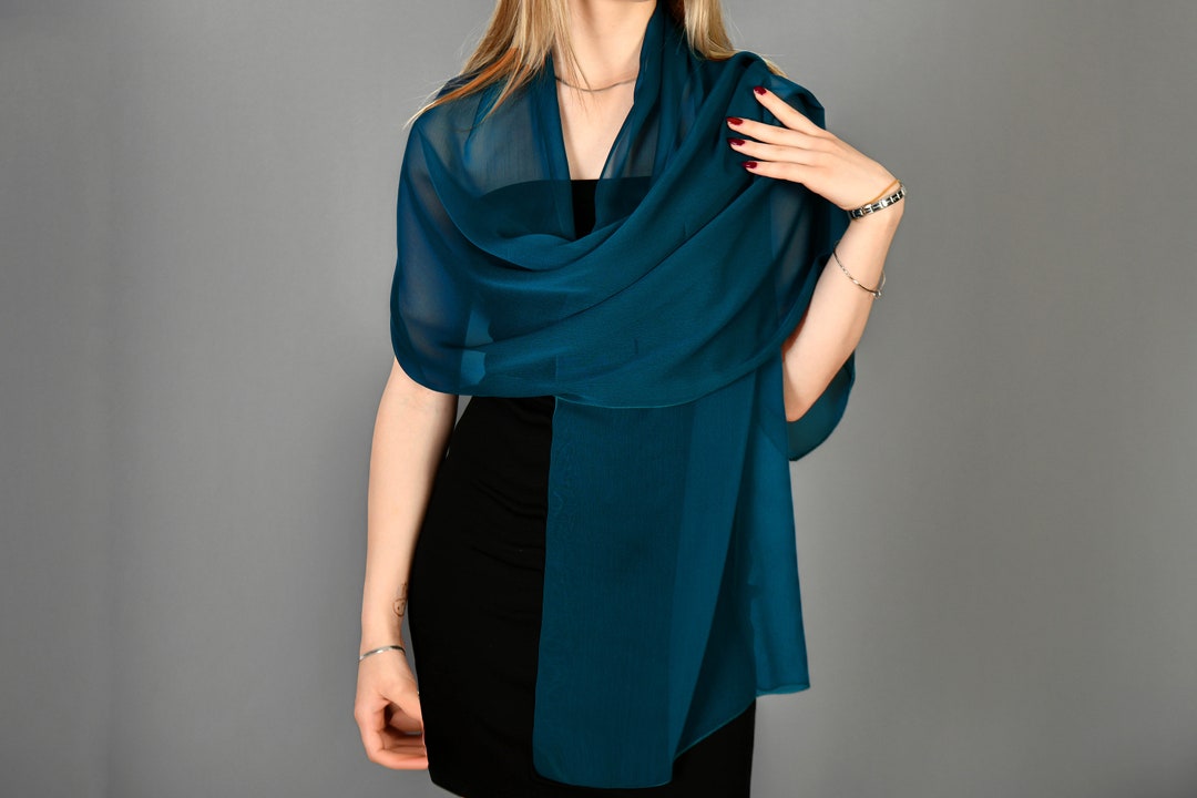Teal Blue Lightweight Summer Shawl Wrap, Bridesmaid Shawl Wrap, Petrol Blue, Cerulean, Duck Blue ...