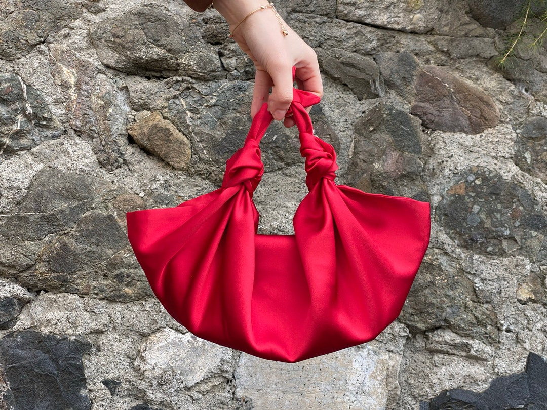 Wedding Satin Knot Handbag, Evening Furoshiki Knot Bag Satin, Special ...