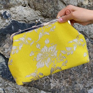 Yellow Evening Clutch Bag, Frame Clutch Handbag, Sparkle Glitter Extra ...