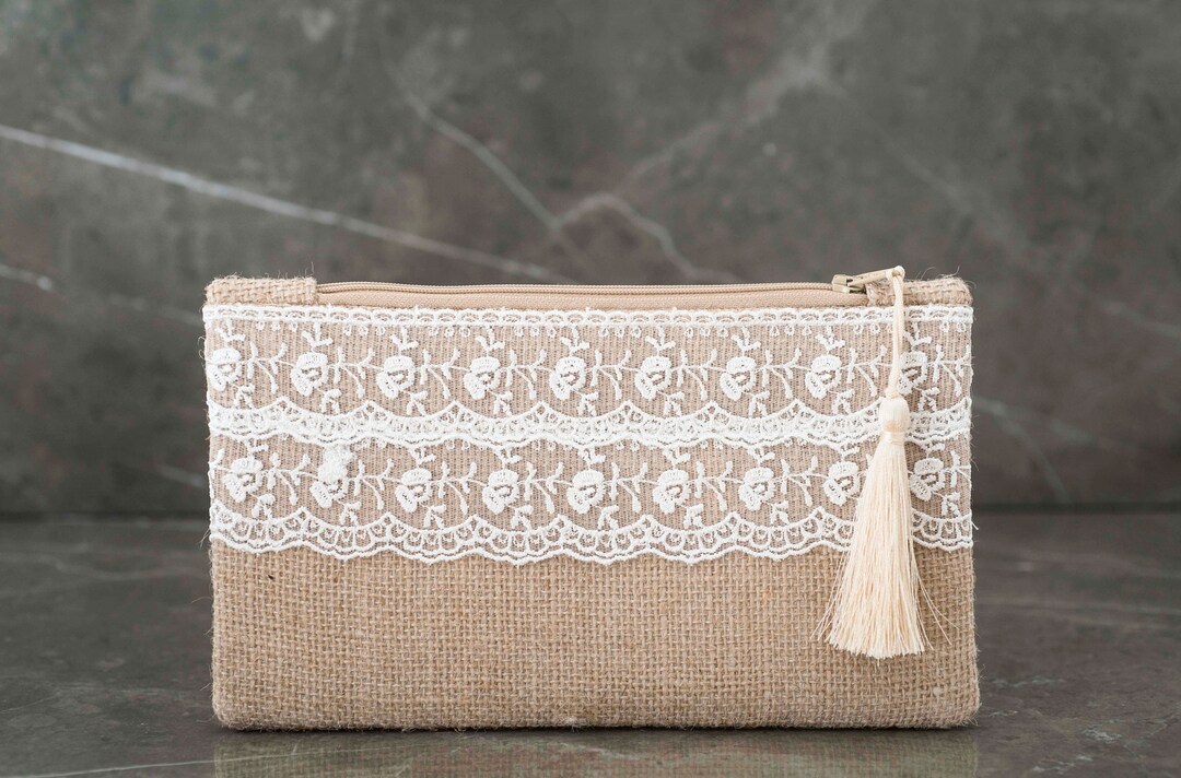 Burlap Lace Clutch, Rustic Wedding, Bridesmaid Clutch, Wedding Clutch ...