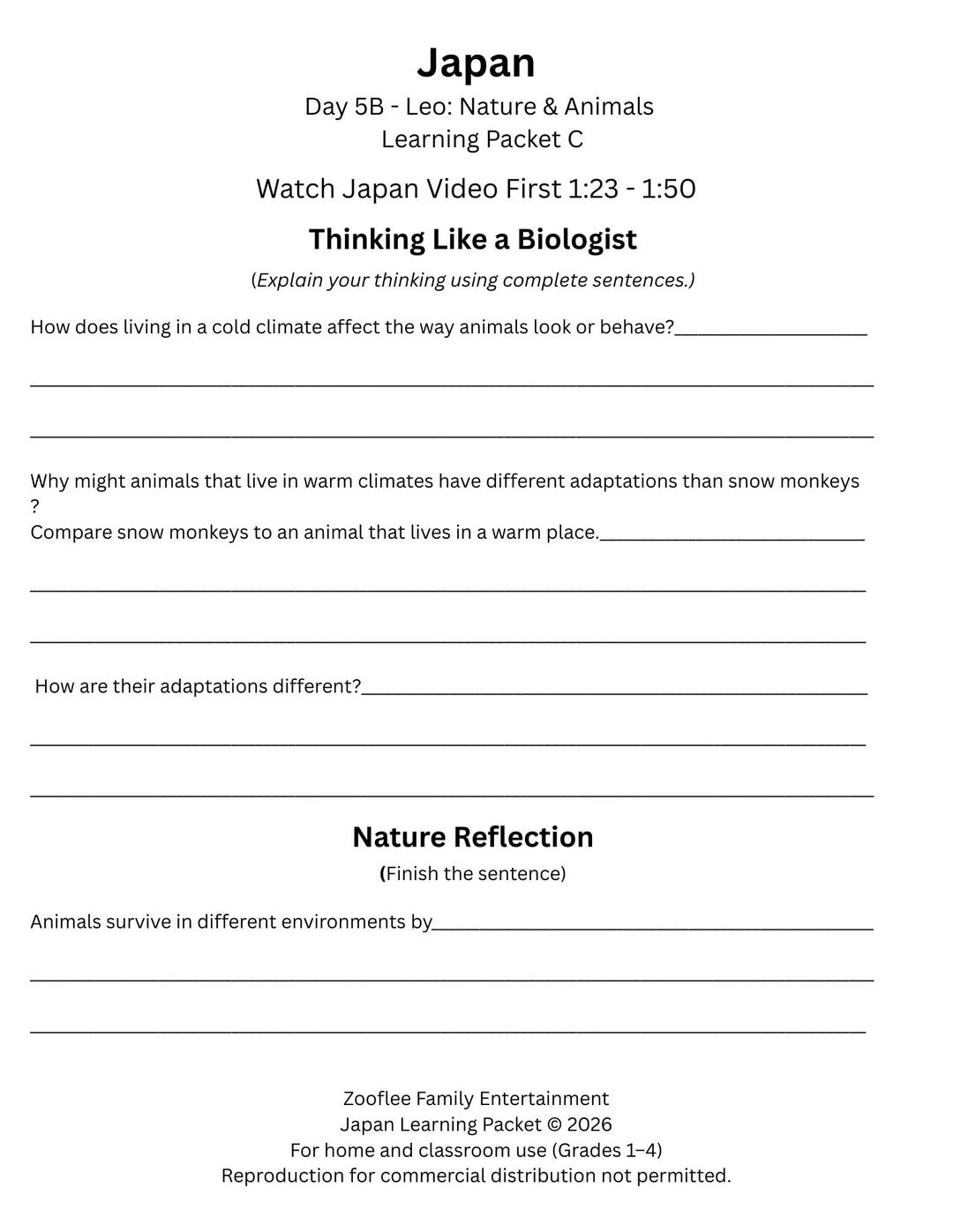 Japan Hard Printable Packet (level C) | Geography, STEM, History ...