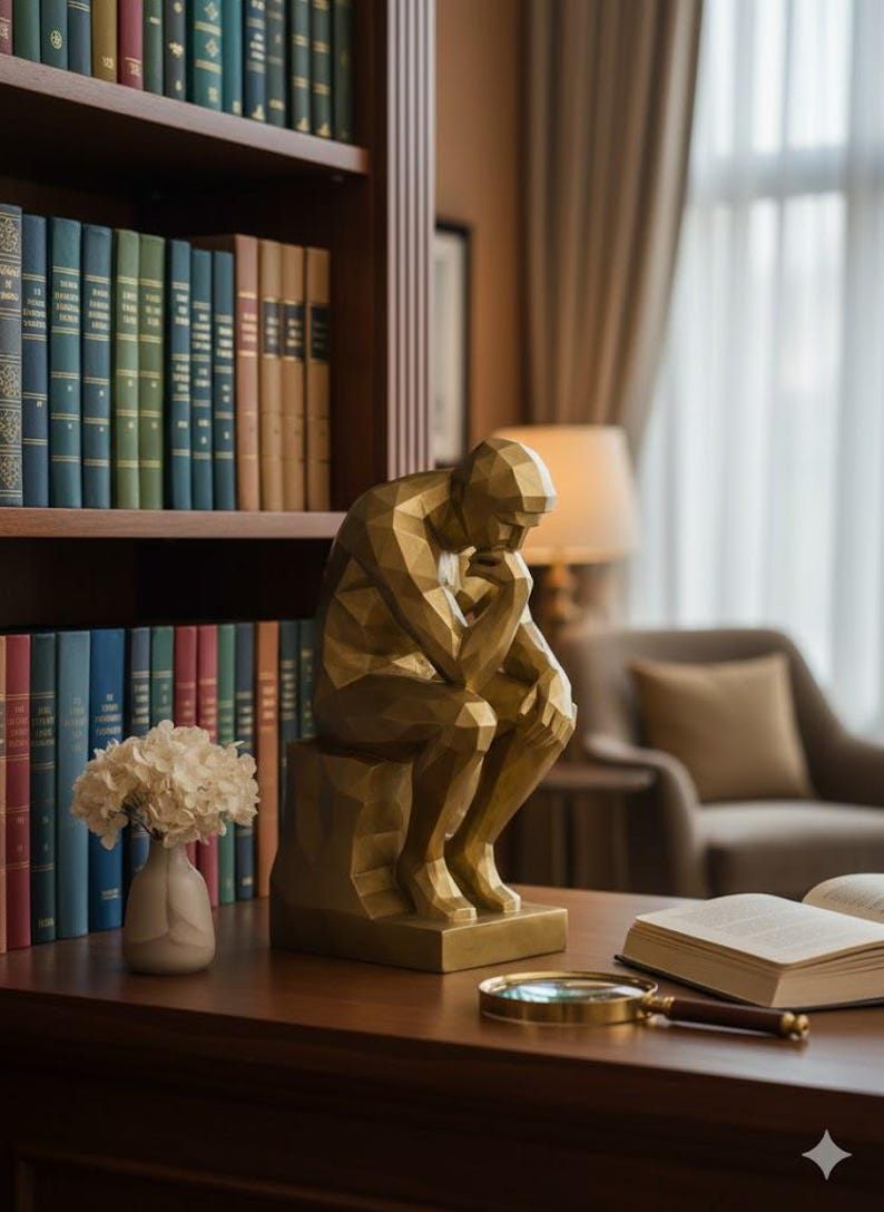 Abstract Thinker Statue | Low Poly Geometric Office Decor - Etsy
