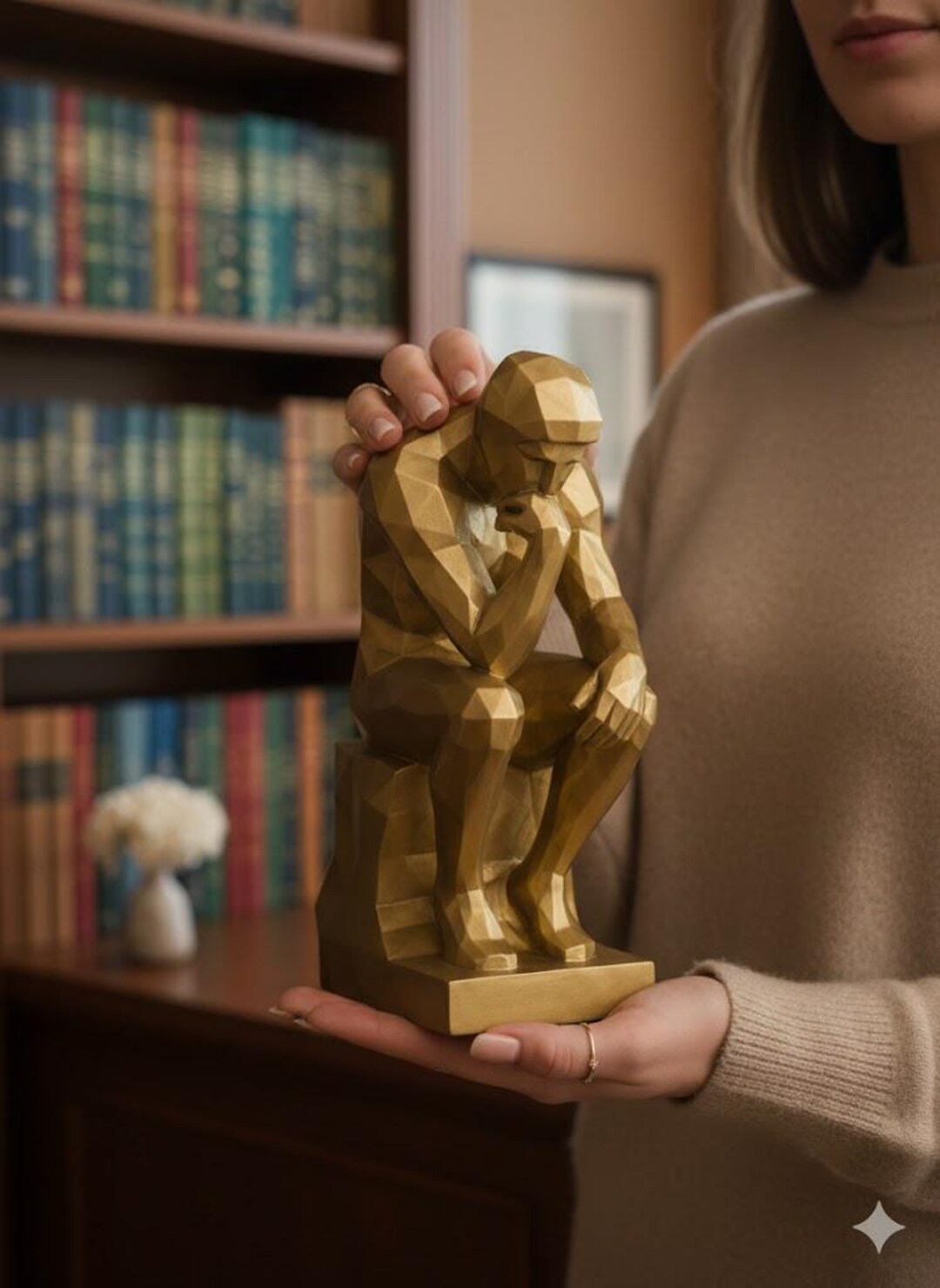 Abstract Thinker Statue | Low Poly Geometric Office Decor - Etsy
