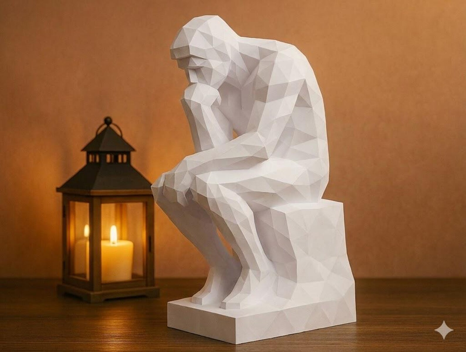 Abstract Thinker Statue | Low Poly Geometric Office Decor - Etsy