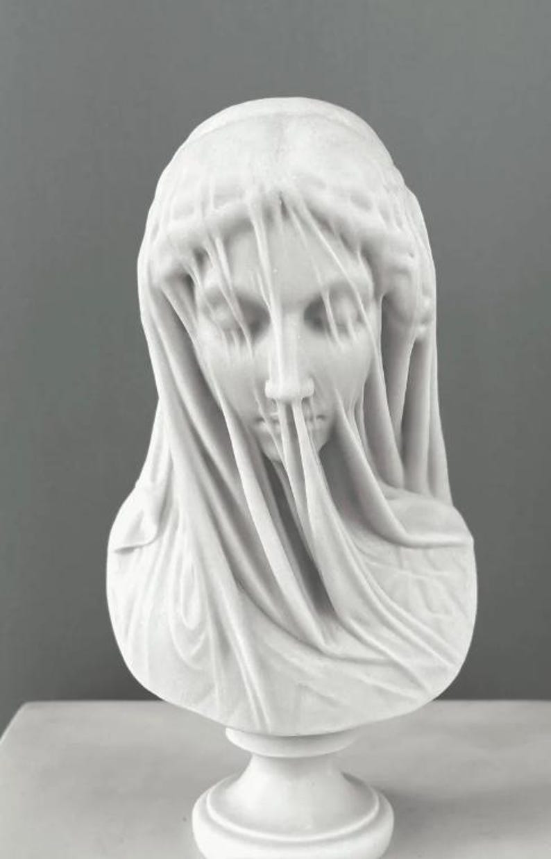 Veiled Lady Bust Sculpture, Veiled Virgin Statue - Etsy
