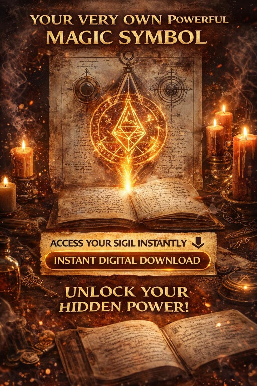 Personalized Witchcraft Symbol | Initials & Birth Date Sigil ...