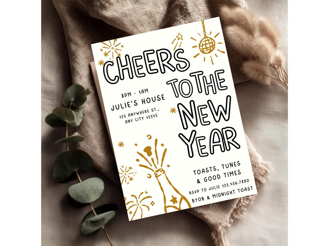 New Year’s Eve Invitation Template, NYE Party Invite, Printable & Phone ...
