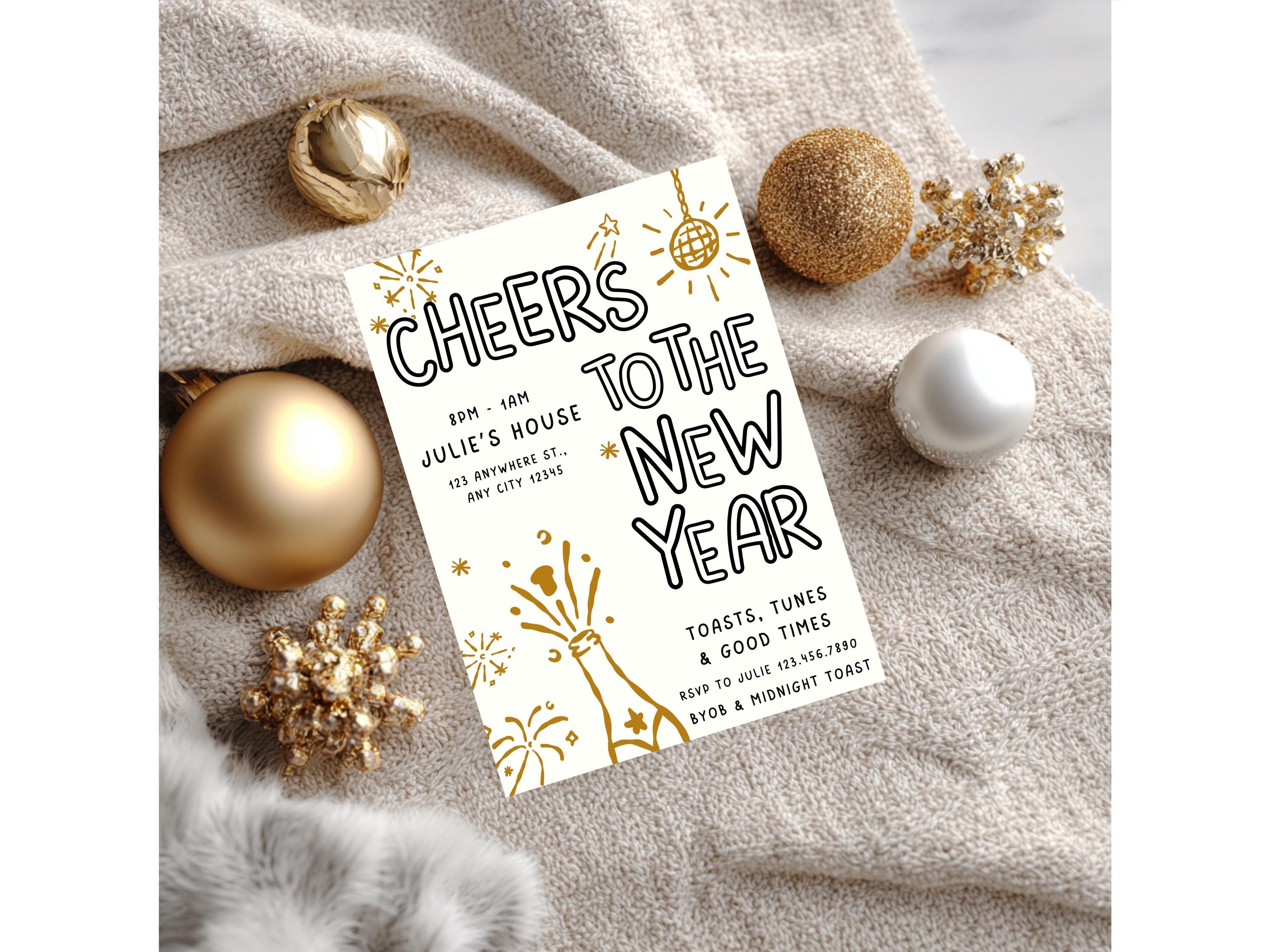New Year’s Eve Invitation Template, NYE Party Invite, Printable & Phone ...