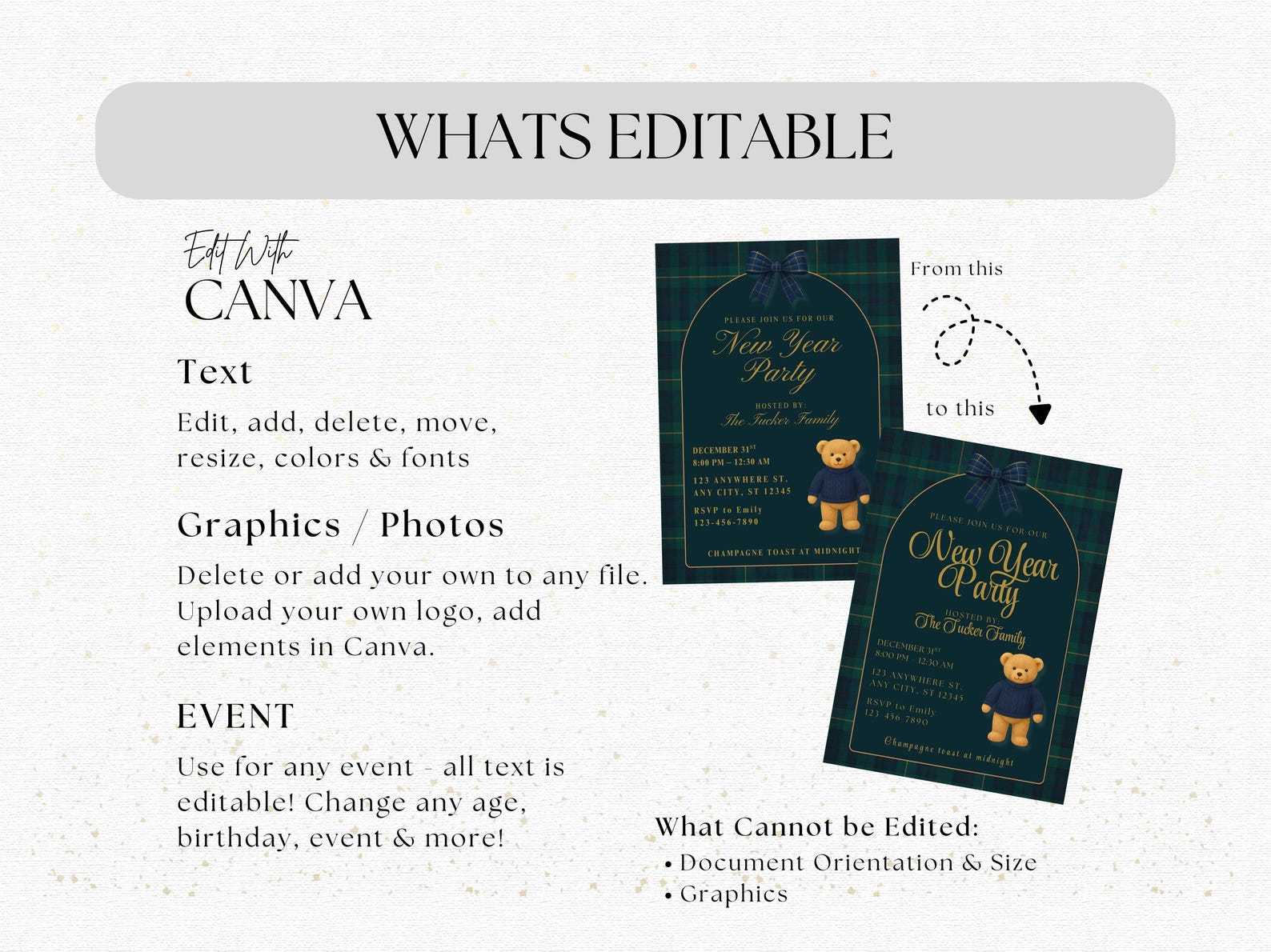2026 New Year Invitation, Winter Plaid Party Invite, Editable New Year ...