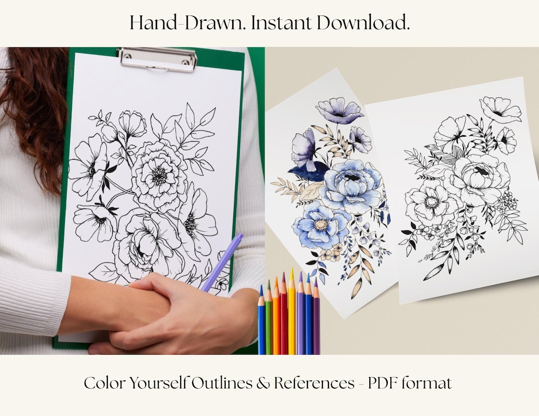 Printable Floral Outlines to Trace & Paint, Watercolor Tutorials ...