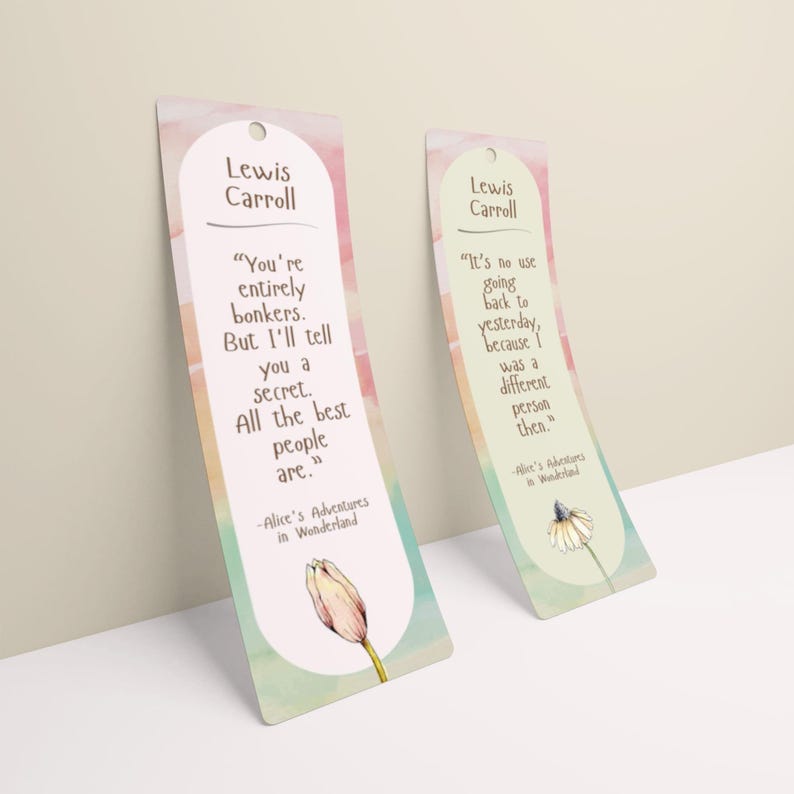 5 Alice in Wonderland Bookmarks, Lewis Carroll, Alice in Wonderland ...