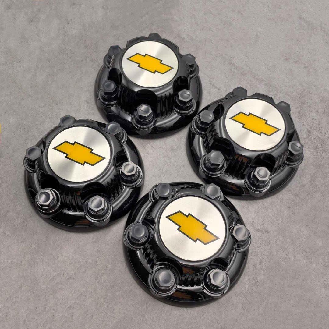 4pcs 6 Lugs Gloss Black With Chrome Logo Chevy Silverado 1500 Tahoe ...
