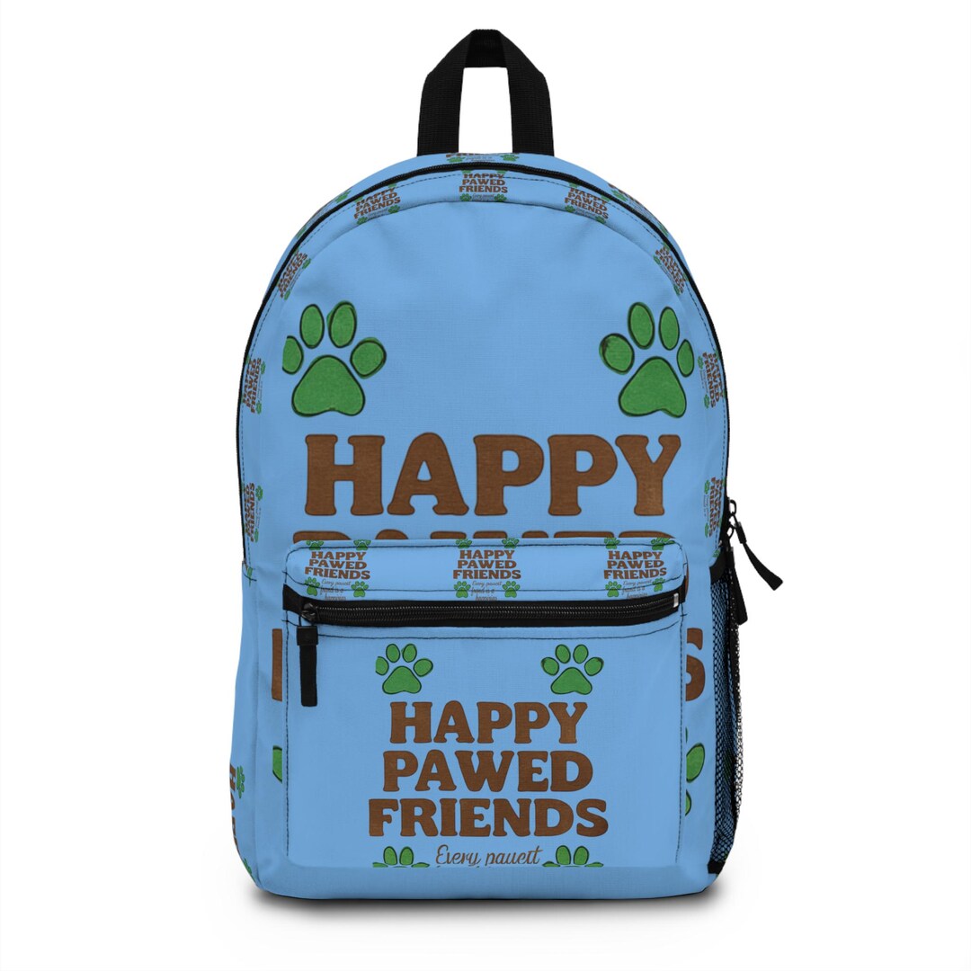 Happy Pawed Friends Backpack | Dog Paw Print Pattern, Light Blue - Etsy