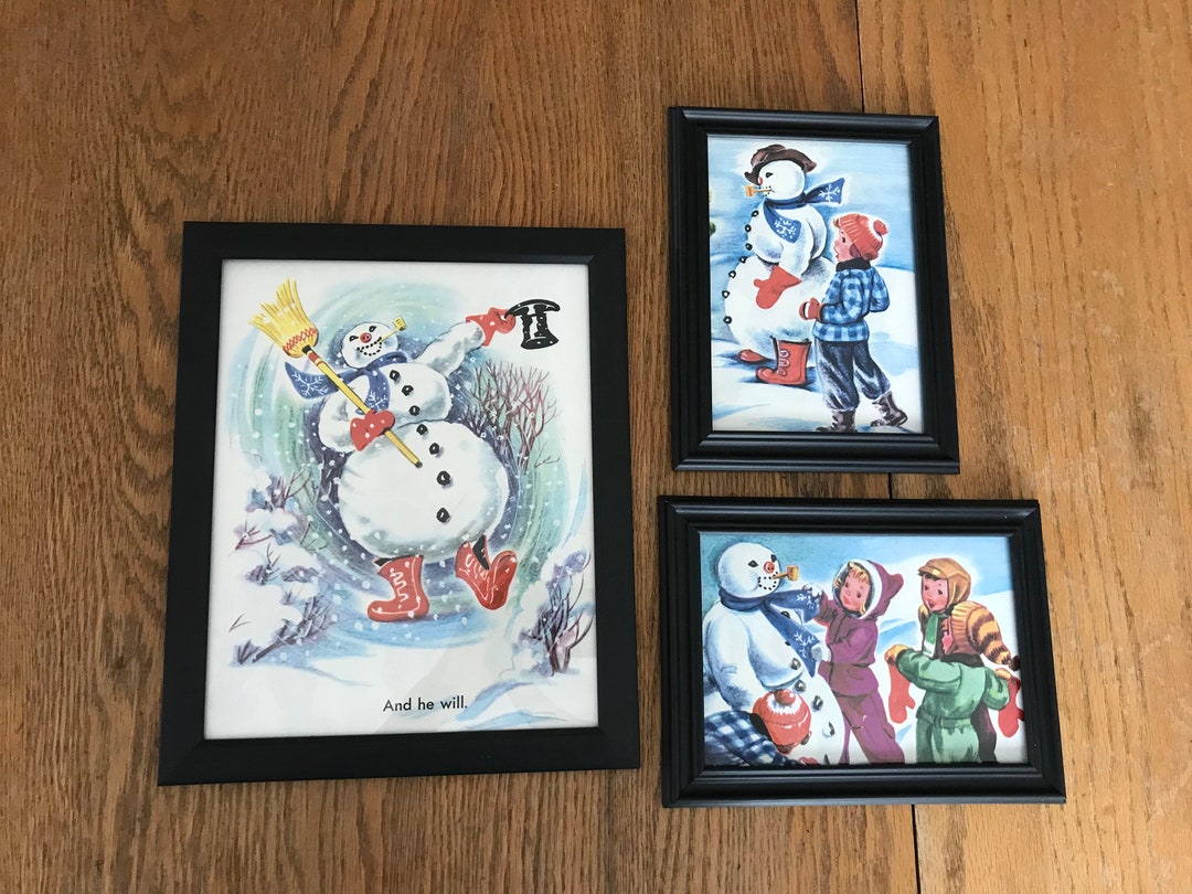 3 Vintage 1950s/60s Frosty Snowman Illustrations//mid Century Holiday ...