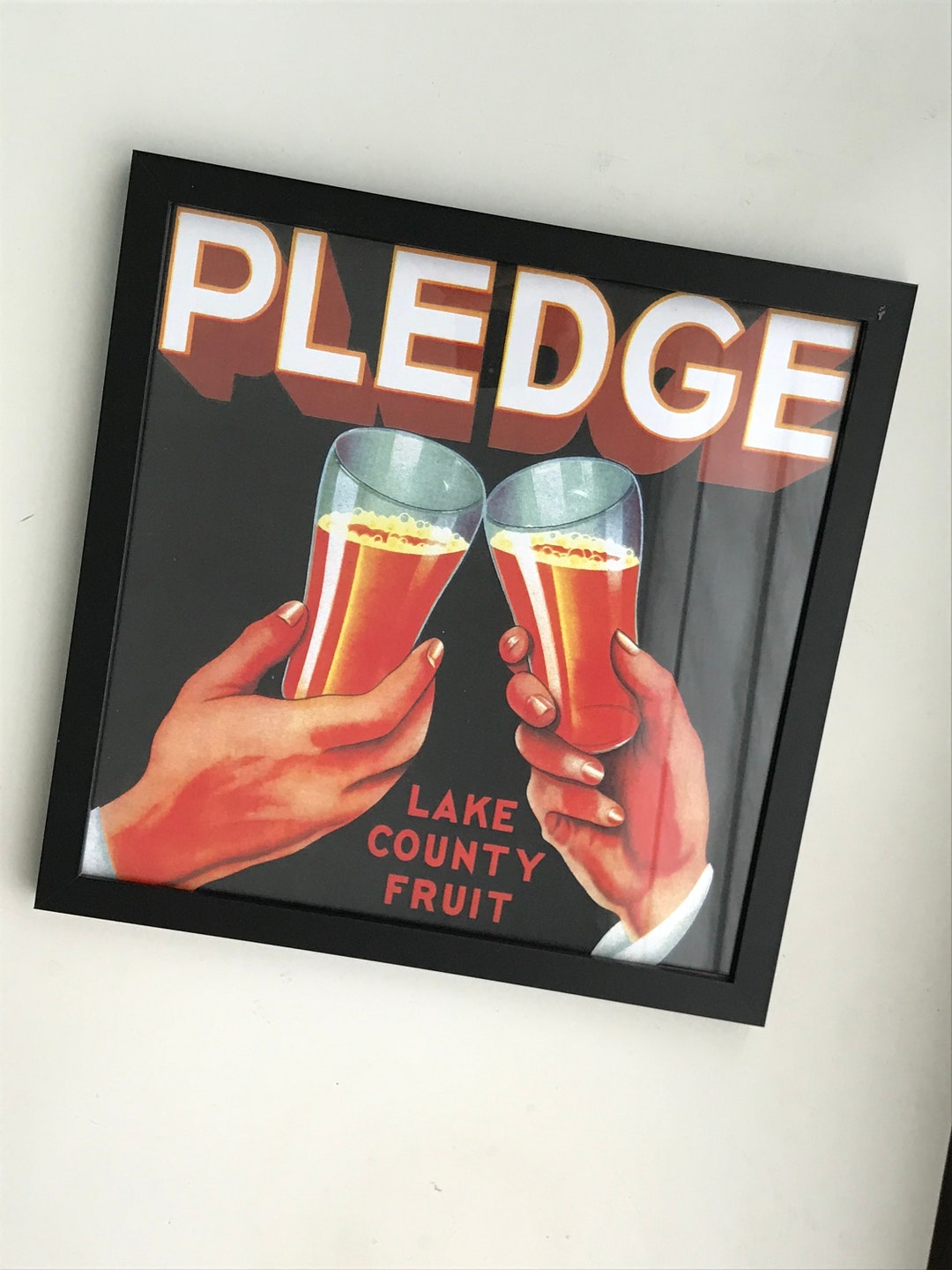 SALE Vintage Florida Orange Crate Label Print/13x13" Framed/"pledge ...