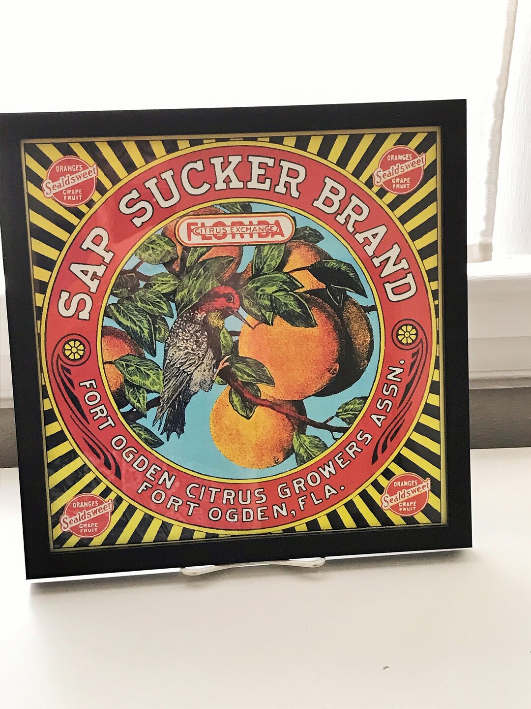 Vintage Florida Orange Crate Label Print/framed/sap Sucker - Etsy