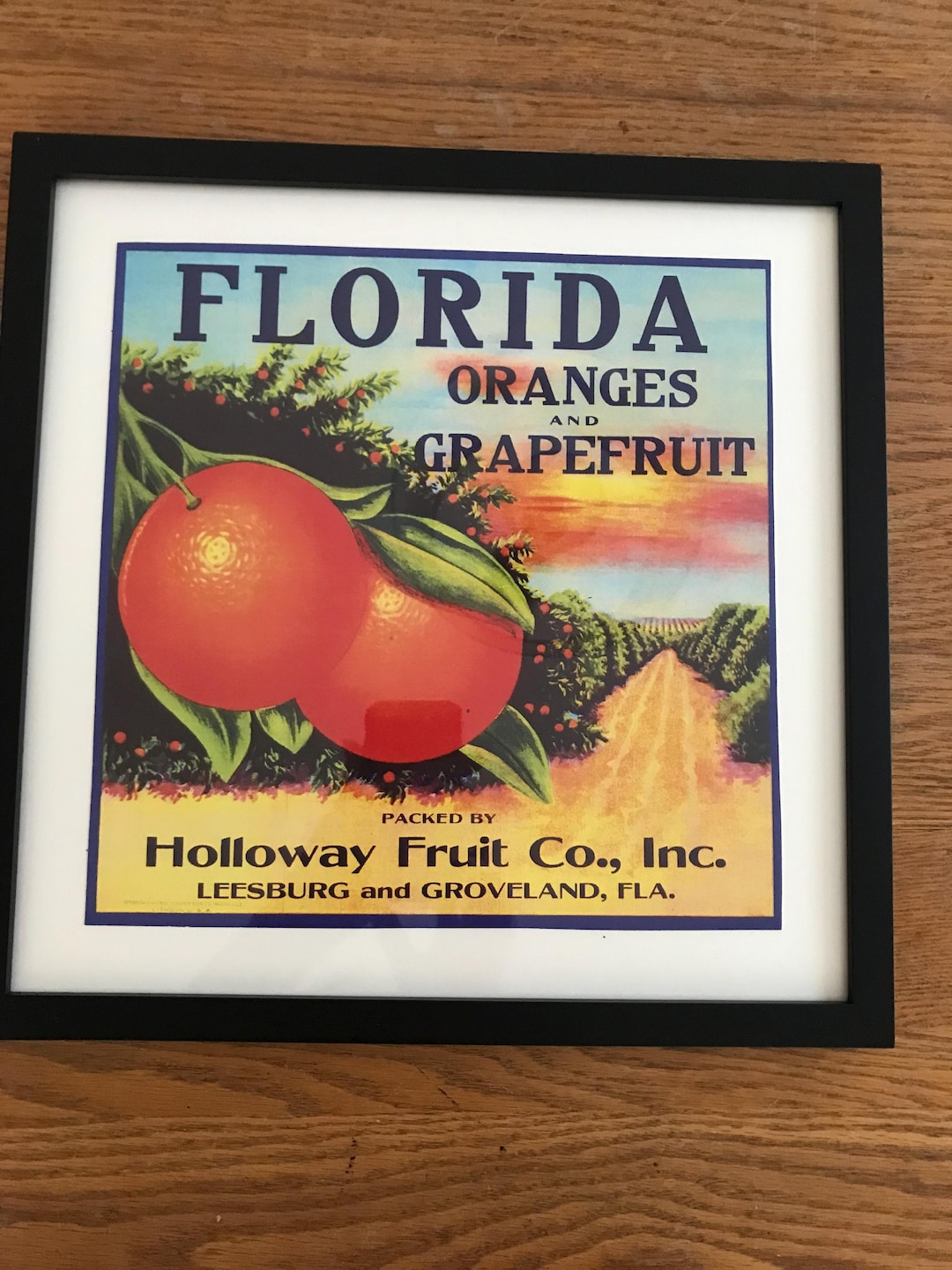 SALE Vintage Florida Orange Crate Label Print/framed/oranges ...