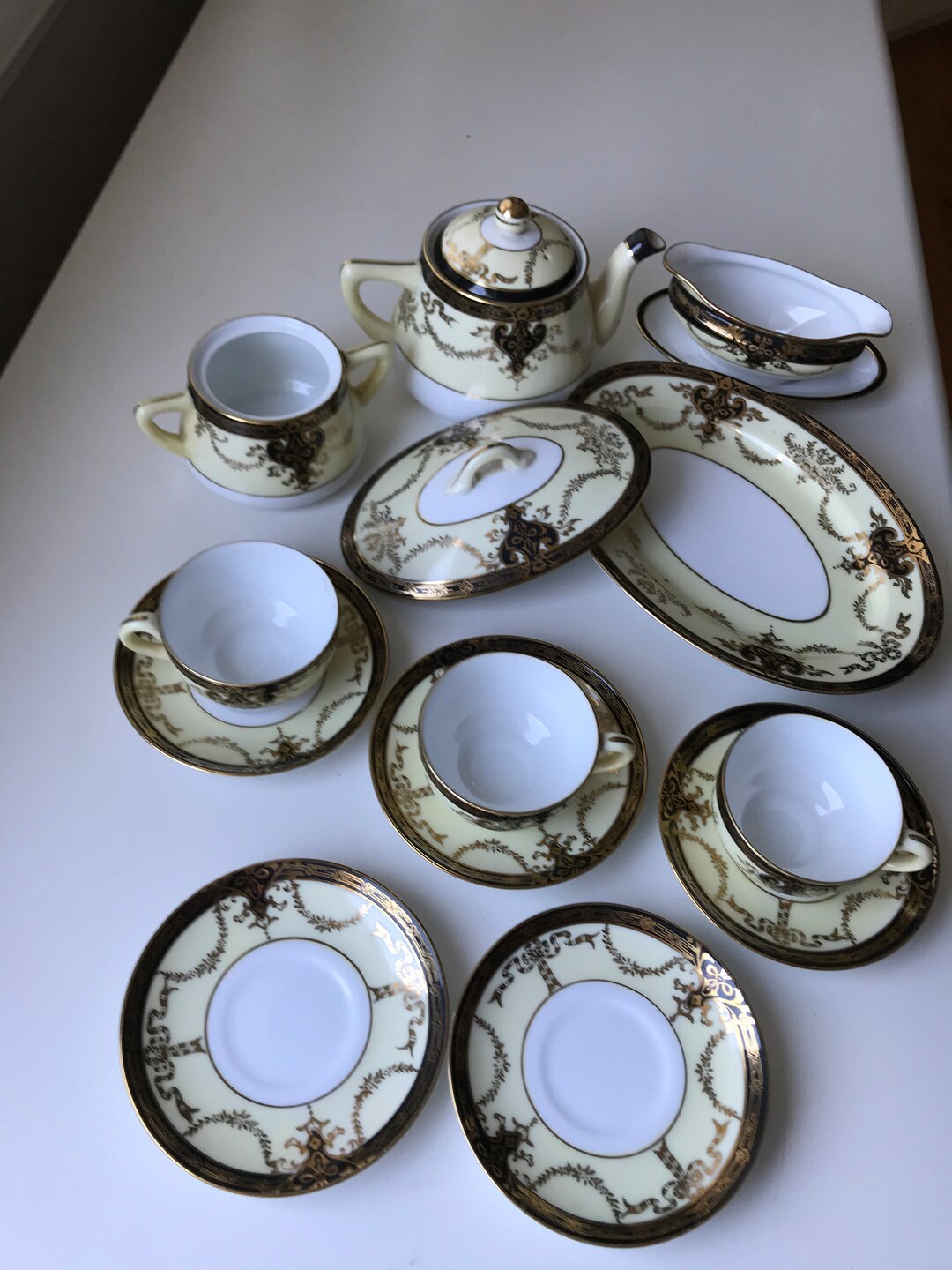 SALE RARE Vintage Noritake Childs Tea Set 14 Pc, Red Mark Japan/hand ...