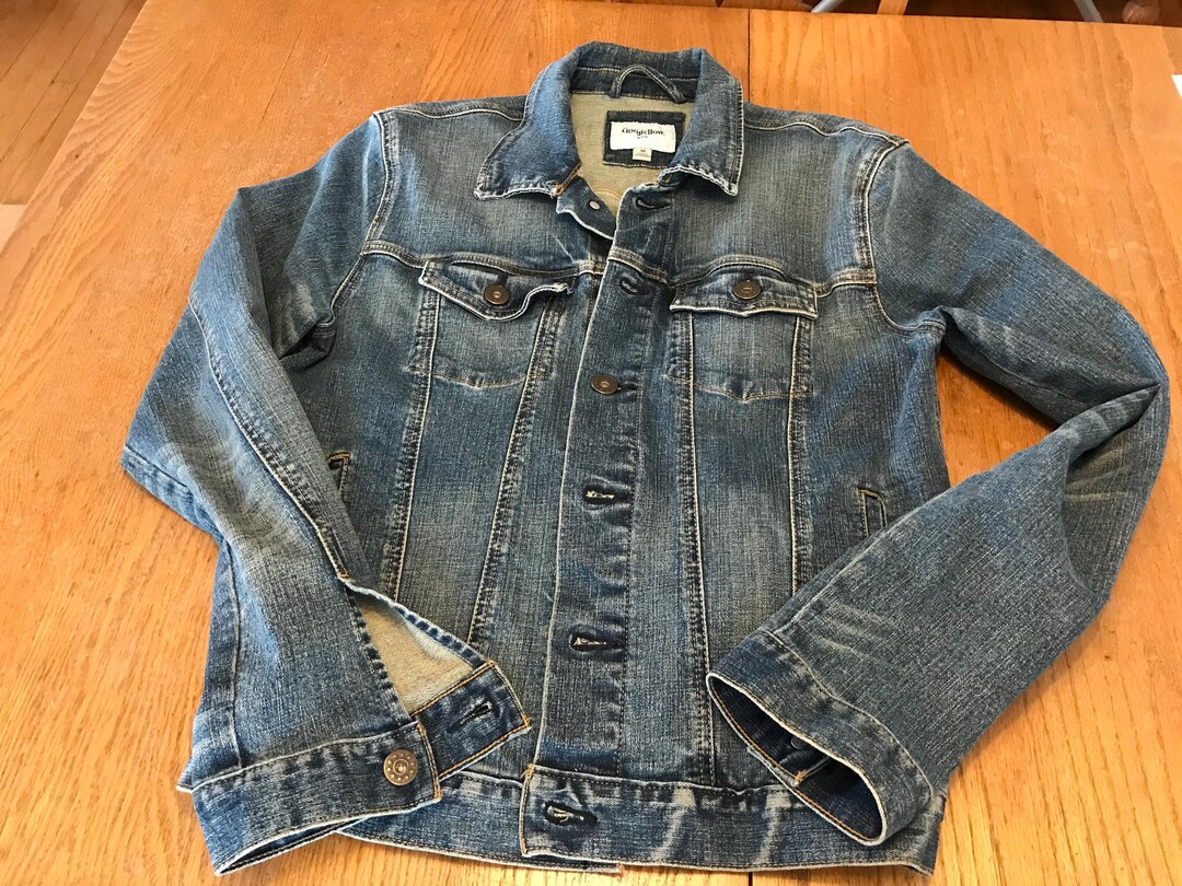 Vintage Denim Trucker Style Jacket/distressed Denim/goodfellow & Co ...