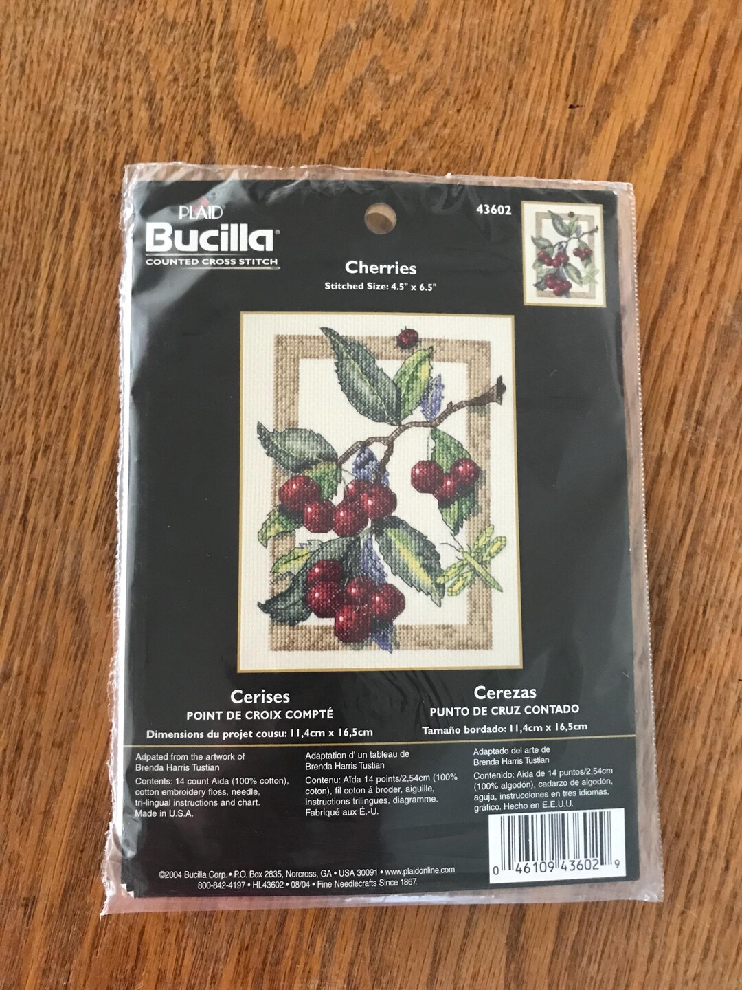 Bucilla cherries Counted Cross Stitch Kit 43602 4.5x6 Complete Unopened ...